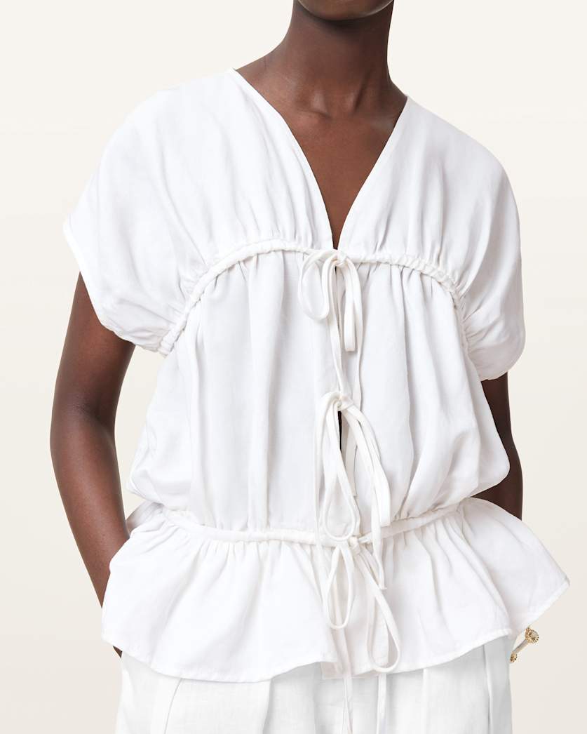 Remy Gathered Top White | ALLSAINTS